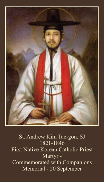 SEPTEMBER 20th: St. Andrew Kim Taegon / Korean Martyrs Holy Card ...