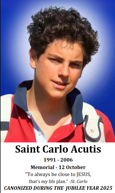 St. Carlo Acutis Canonization Prayer Card
