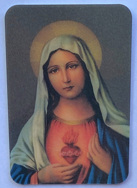 Immaculate Heart of Mary/Sacred Heart of Jesus Holographic Card