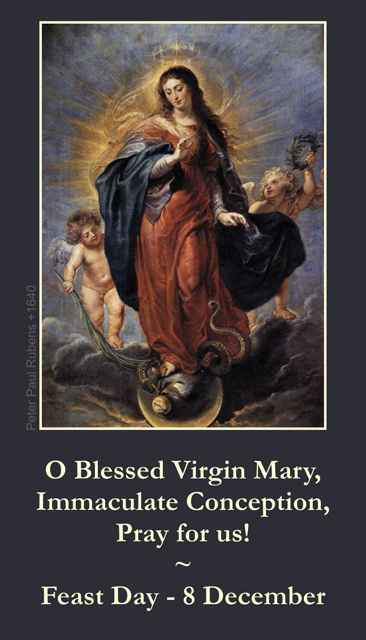 Dec 8th: Immaculate Conception Prayer Card - BUYONEGETONEFREE