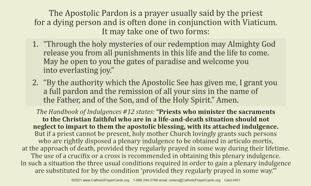 Apostolic Pardon Prayer Card